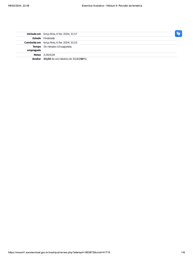 Exercício Avaliativo - Módulo 5 - Revisão Da Tentativa | PDF | Contabilidade | Relatório anual