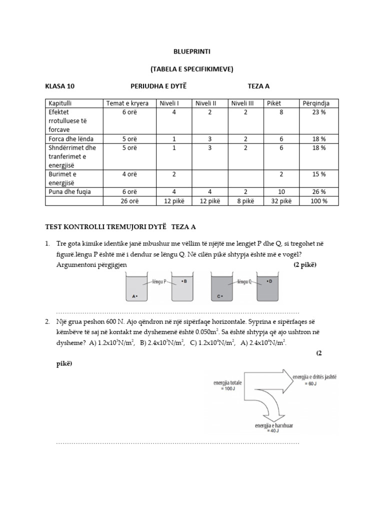 Test Fizika 10 Tremujori I Dyte | PDF