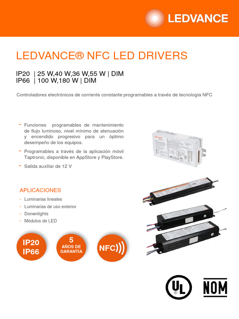 Ft-Ledvance® Drivers NFC | PDF | Diodo emisor de luz | Ingenieria Eléctrica