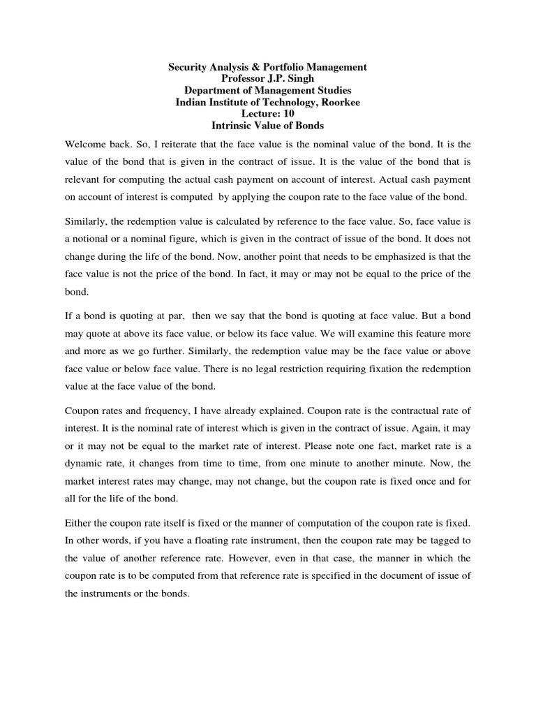 Lec 10 | PDF | Bonds (Finance) | Valuation (Finance)