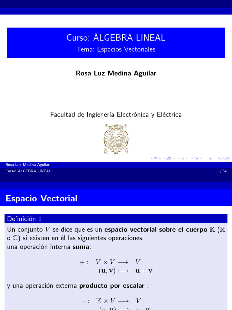 Espacios Vectoriales en Álgebra Lineal | PDF | Espacio vectorial | Base ...