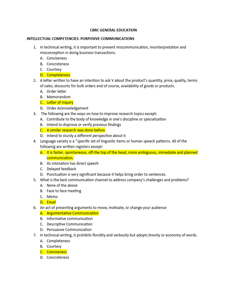 CBRC General Education | PDF | Communication | Memorandum