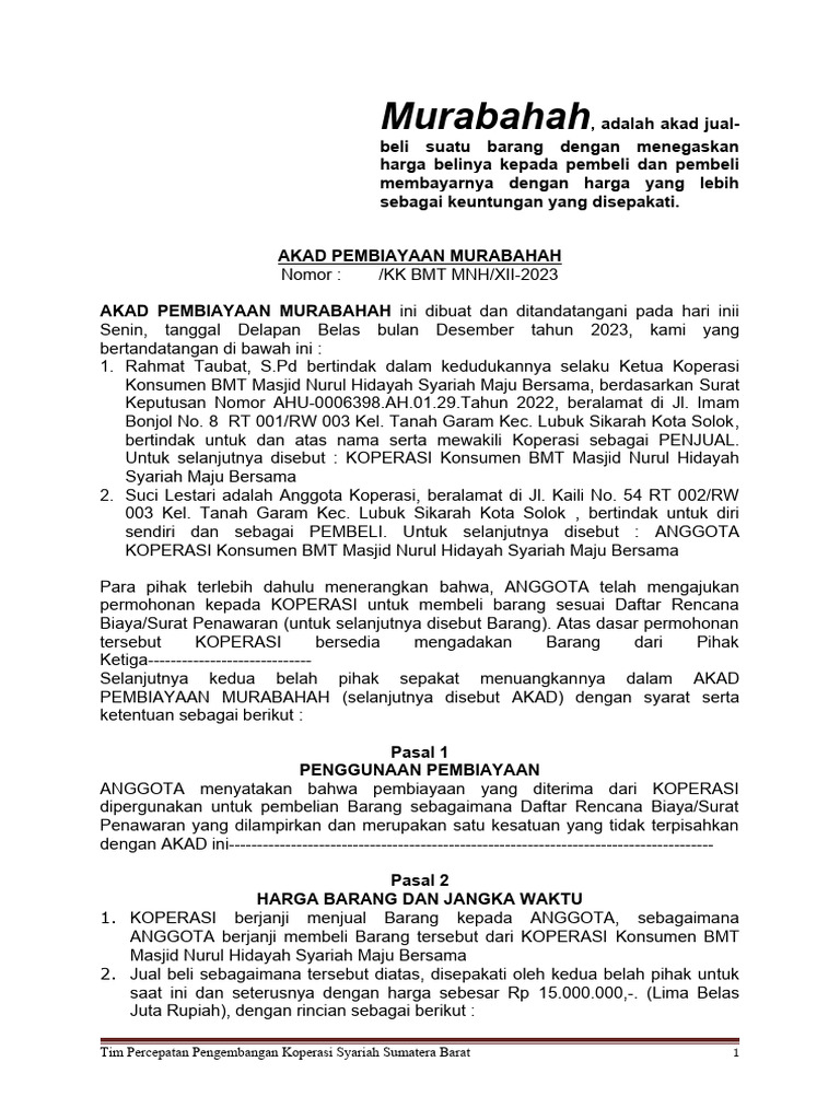 Akad Murabahah | PDF