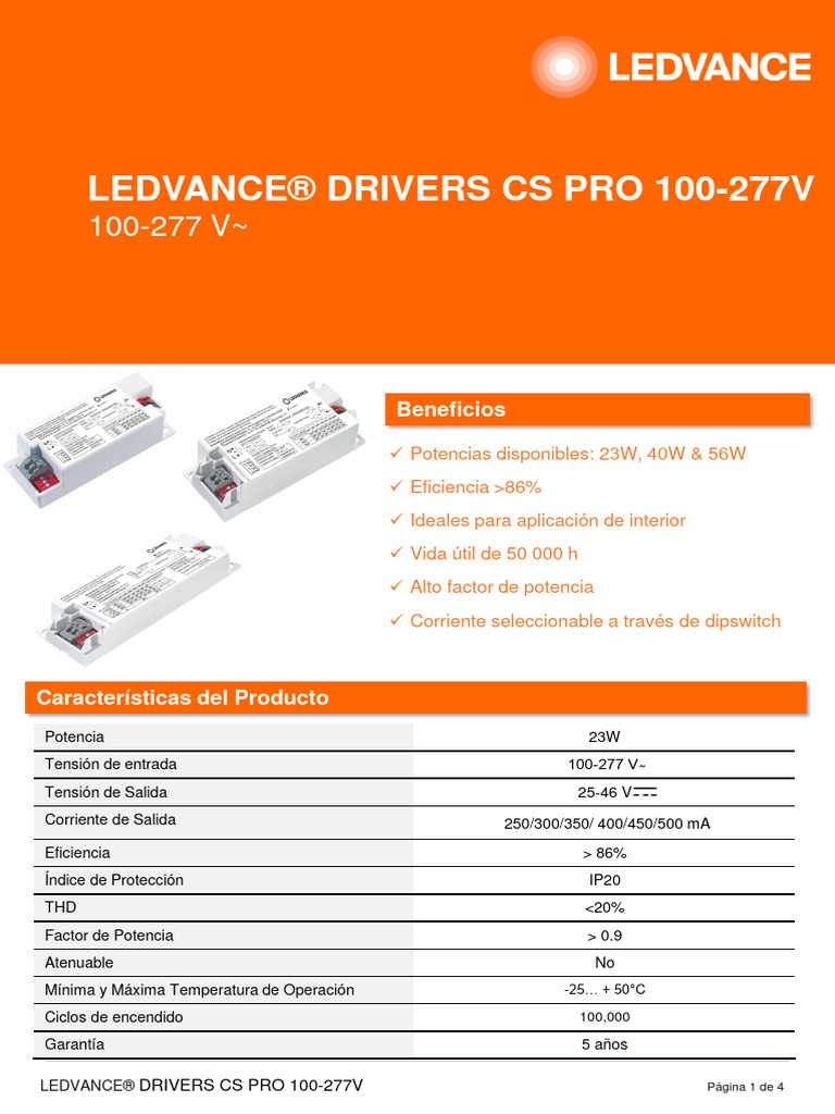 Drivers LEDVANCE: Eficiencia y Durabilidad | PDF | Ingenieria Eléctrica | Electricidad