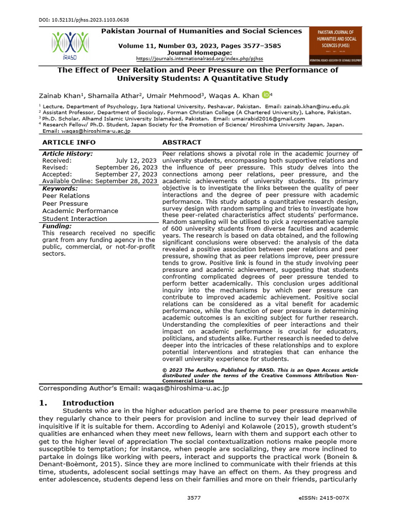 The Effect of Peer Relation and Peer Pressure On T | Download Free PDF ...