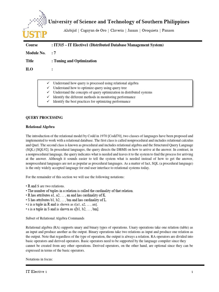 Module 7 | PDF | Relational Model | Cache (Computing)