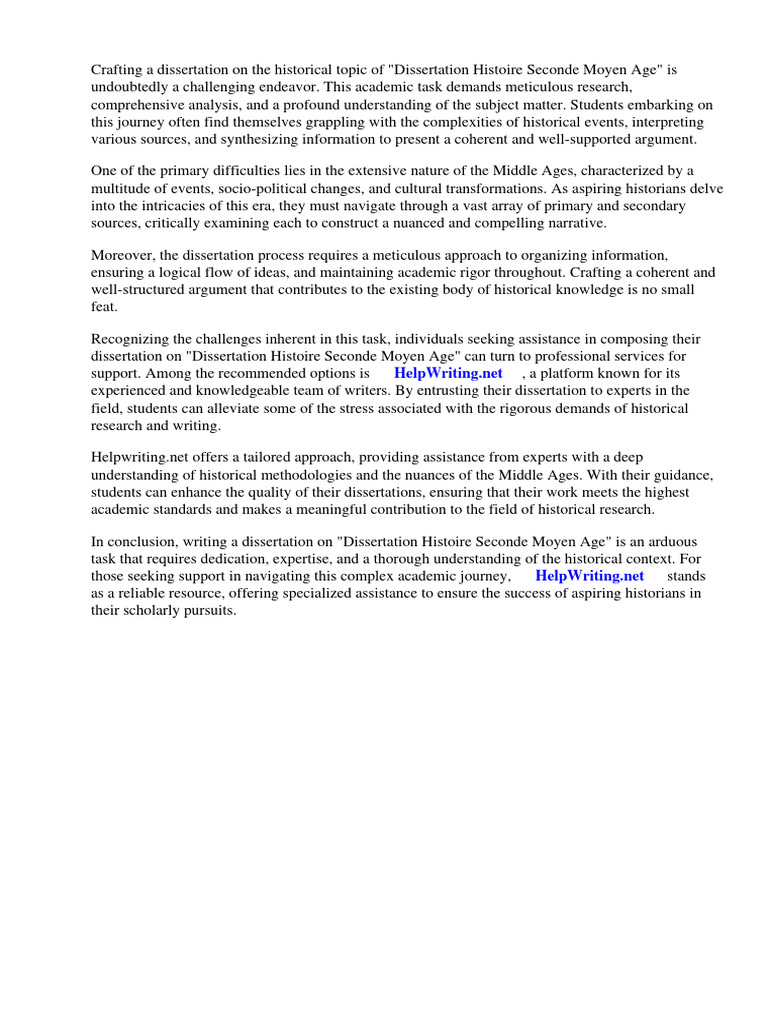 Dissertation Histoire Seconde Moyen Age | PDF | Thesis