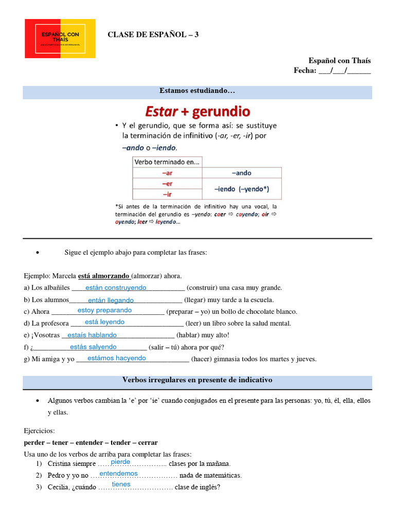 Clase de Español - 3 (Thais) | PDF