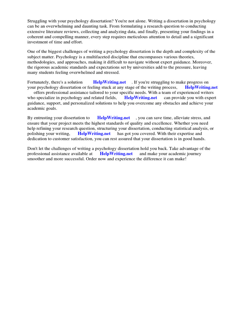 Dissertation of Psychology | PDF | Psychology | Thesis