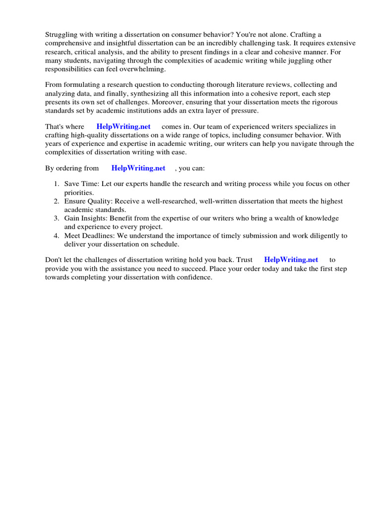 Dissertation Report On Consumer Behaviour | PDF | Consumer Behaviour | Behavior