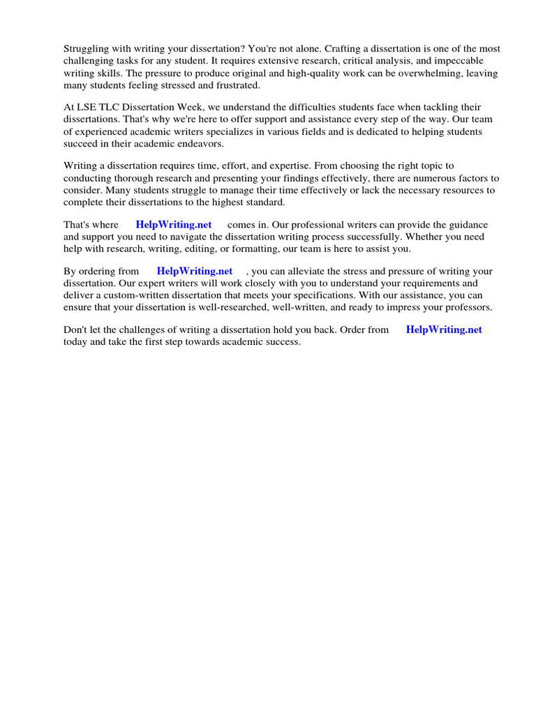 Lse TLC Dissertation Week | PDF | Thesis | Essays