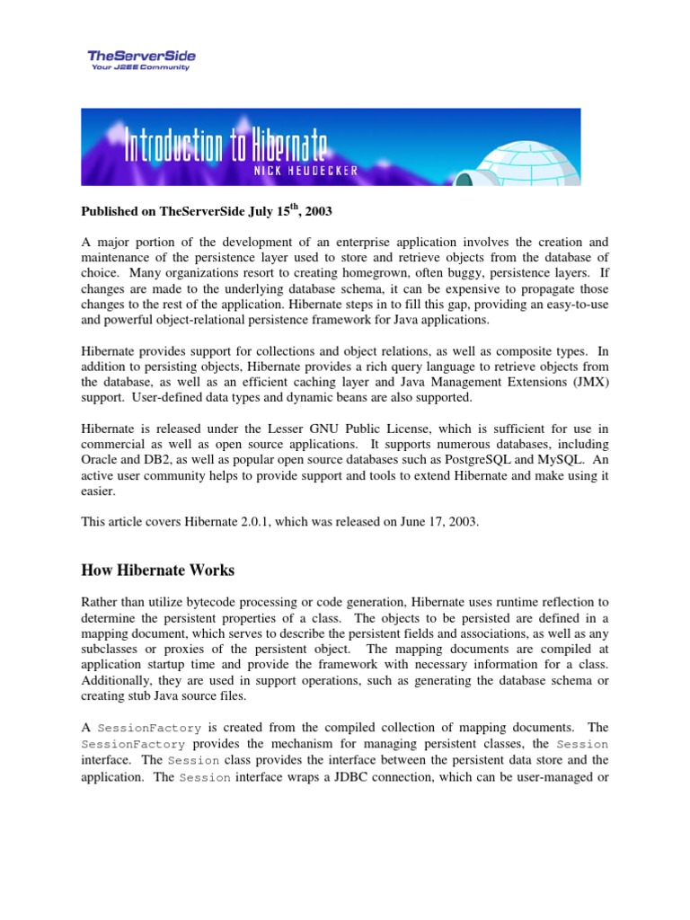 Introduction To Hibernate | PDF