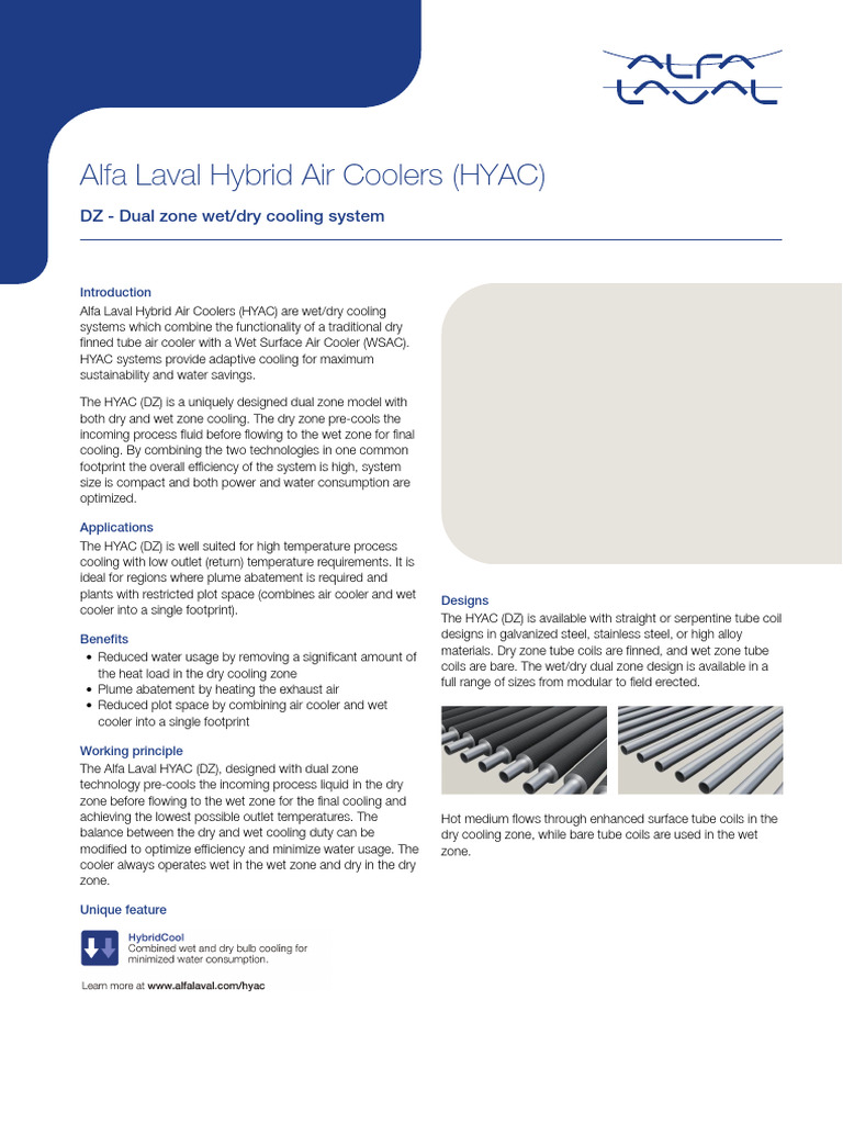 Alfa Laval Product Leaflet Hyac DZ en | PDF | Pipe (Fluid Conveyance) | Mechanical Engineering