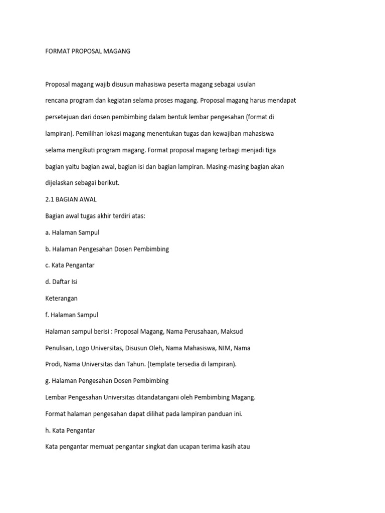Format Proposal Magang | PDF