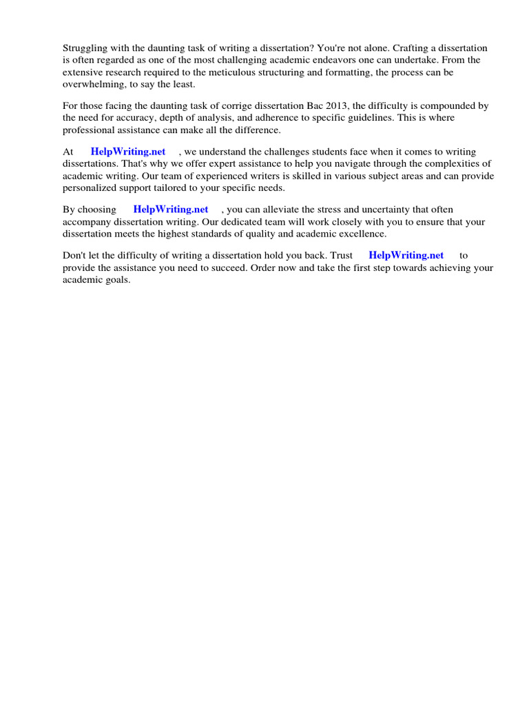 Corrige Dissertation Bac 2013 | PDF | Thesis | Scribd