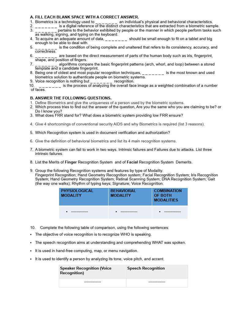 Tutorial Exam Biometrics | PDF | Biometrics | Fingerprint