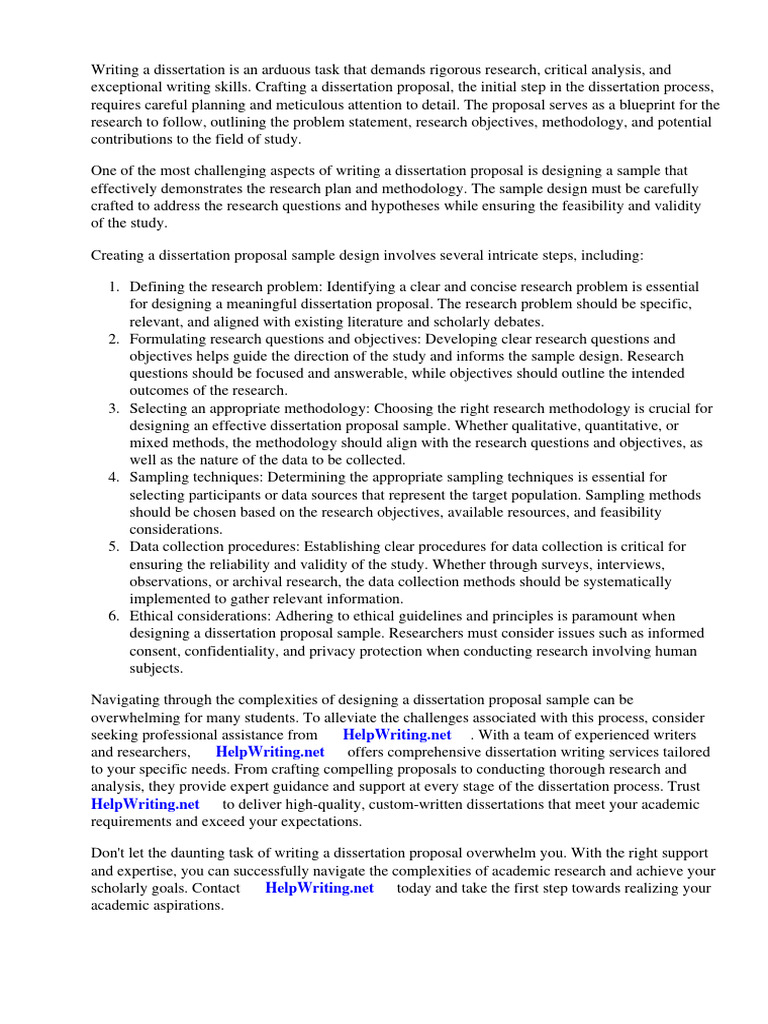 Dissertation Proposal Sample Design | PDF | Thesis | Methodology