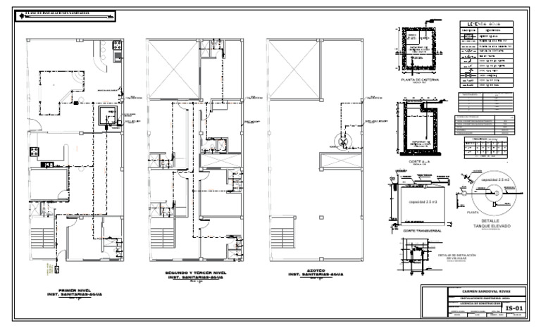 Planta de Cisterna: Plano de Instalaciones Sanitarias | PDF