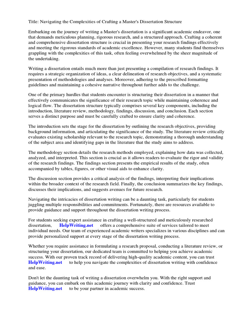 Ma Dissertation Structure | PDF | Thesis | Methodology