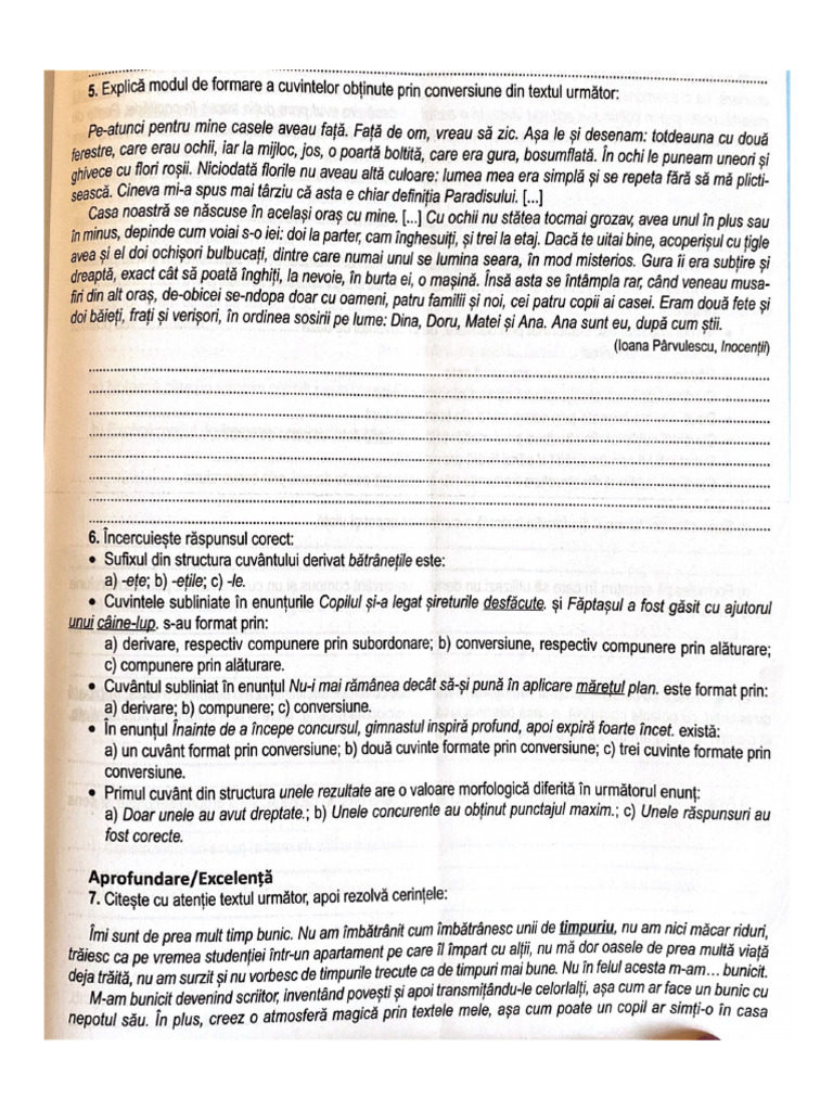 Explica Modul de Formare A Cuvintelor Obtinute Prin Conversiune Din ...