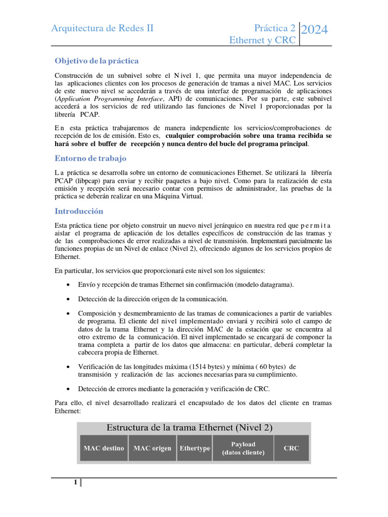 Practica 2 2024 | PDF | Puntero (Programación de computadora) | Ethernet