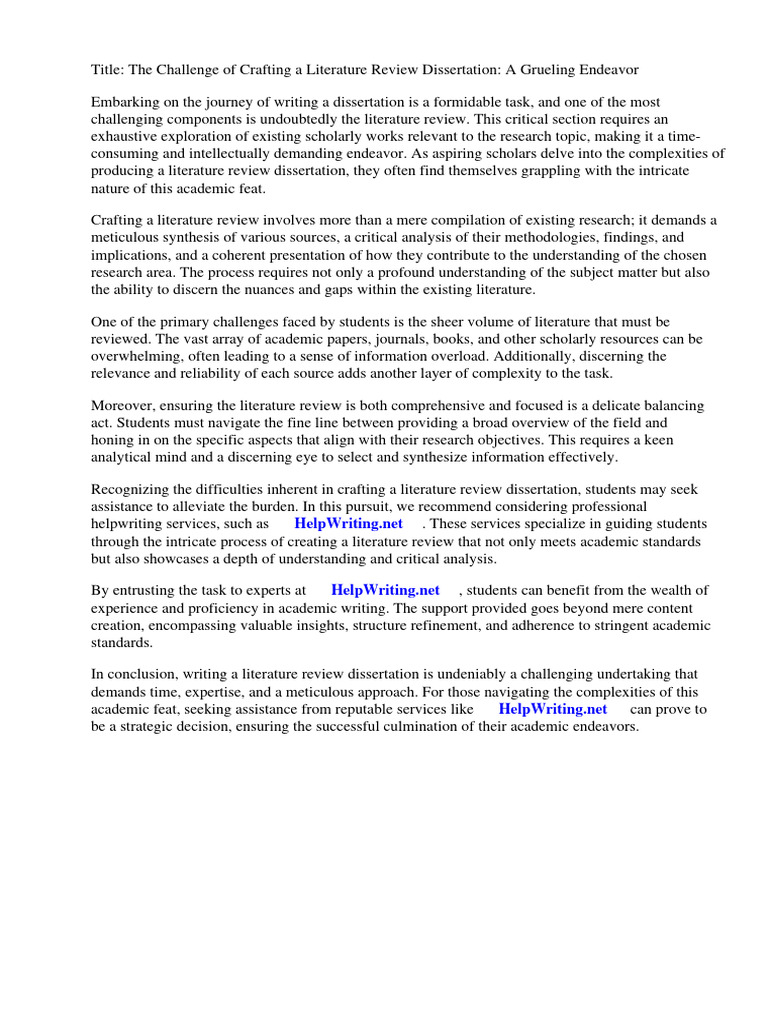 Example of A Literature Review Dissertation | PDF | Thesis | Critical ... Example of A Literature Review Dissertation | PDF | Thesis | Critical ...