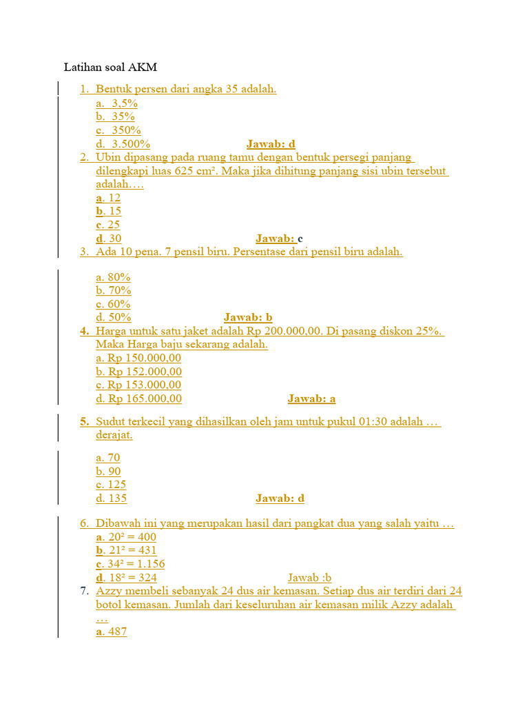 Latihan soal AKM | PDF