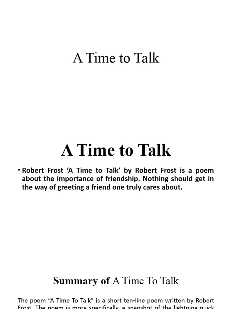 A Time To Talk | PDF