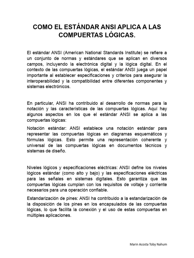 Como El Estándar Ansi Aplica A Las Compuertas Lógicas | PDF | Tecnología