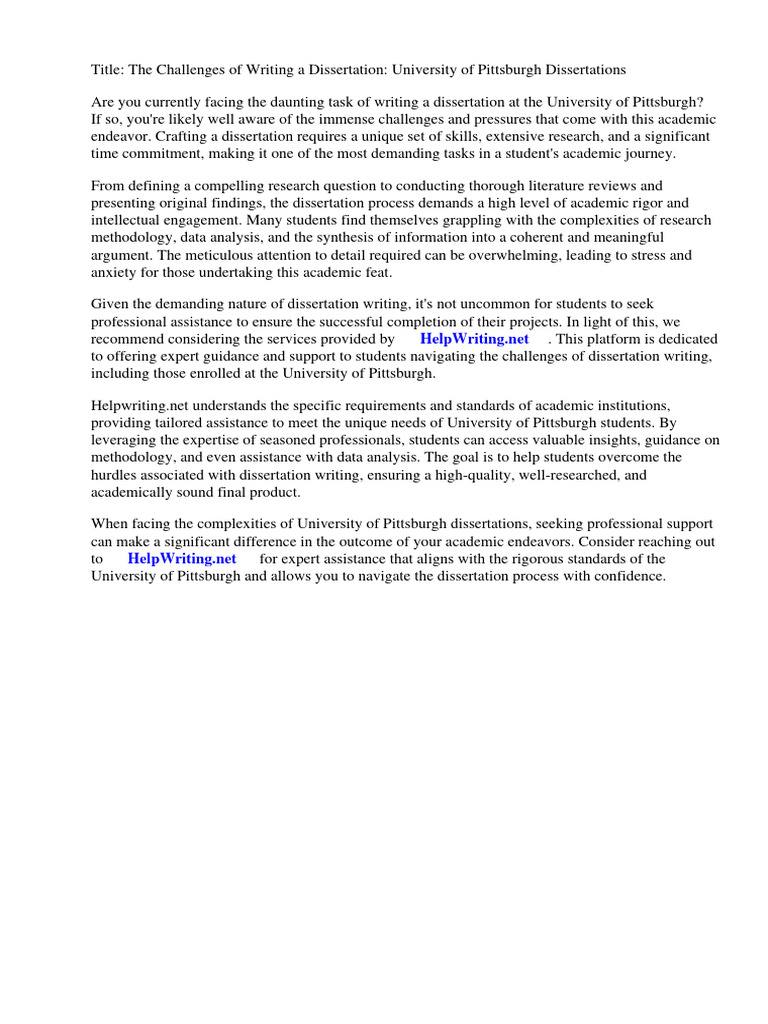 University of Pittsburgh Dissertations | PDF | Thesis | Doctor Of ...