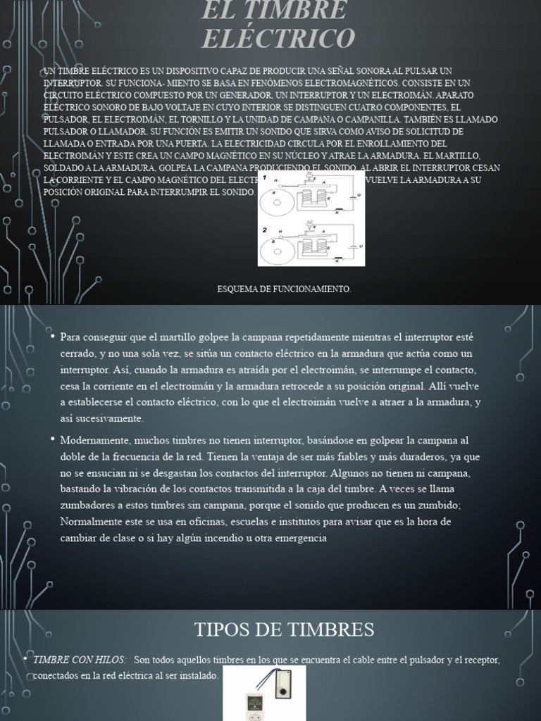 Funcionamiento del Timbre Eléctrico | PDF | Ingenieria Eléctrica ...