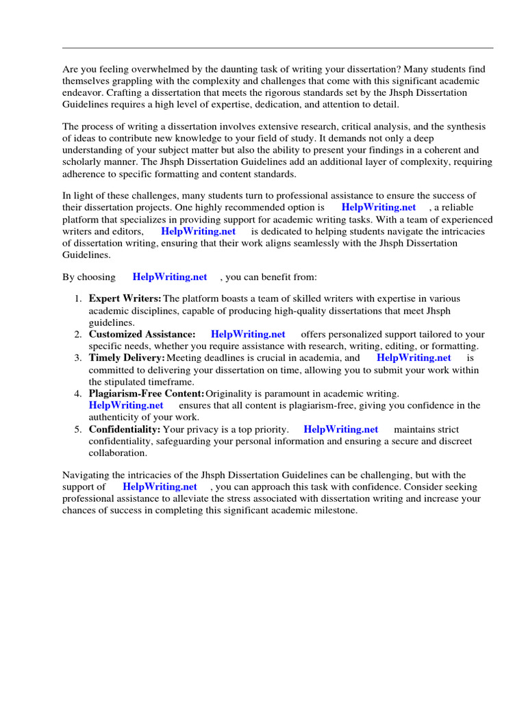 JHSPH Dissertation Guidelines | PDF | Thesis | Methodology