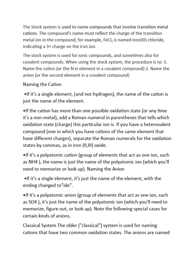 Stock and Classical Name | PDF | Science & Mathematics | Technology ...