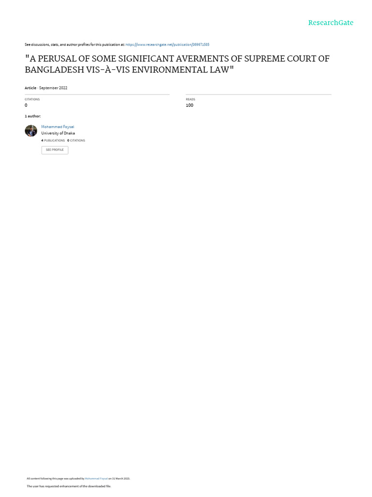 Bangladesh Supreme Court Environmental Law Insights | PDF ...