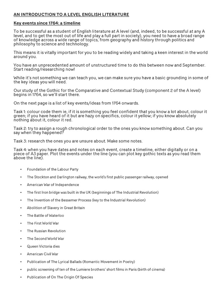 Preparation For Year 12 Booklet | PDF | Gothic Fiction