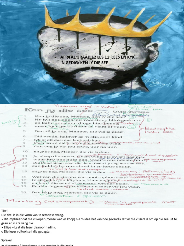 Afr Fal Graad 12 Les 11 Lees en Kyk Gedig Ken Jy Die See | PDF