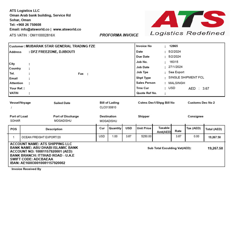 Proforma Ats 1 | Download Free PDF | Value Added Tax | Invoice