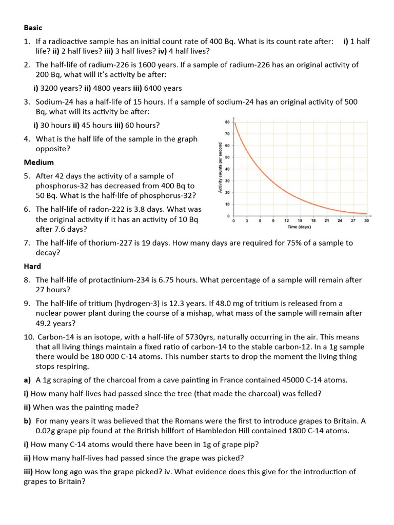 Half Life Calculations | PDF | Science & Mathematics