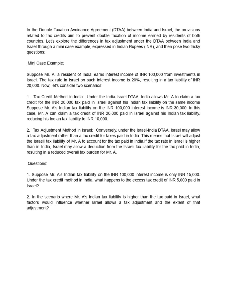 In the Double Taxation Avoidance Agreement (DTAA) Between India and ...