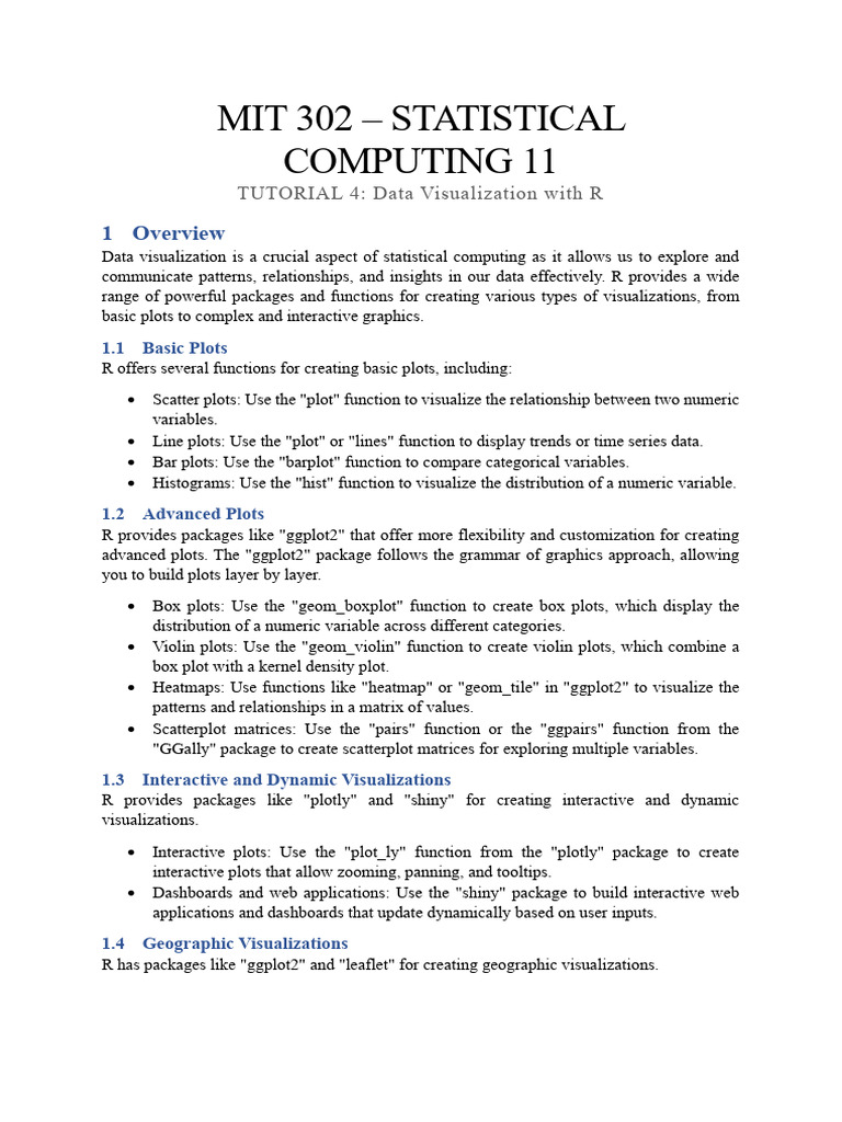 MIT 302 - Statistical Computing II - Tutorial 04 | PDF | Scatter Plot | User Interface