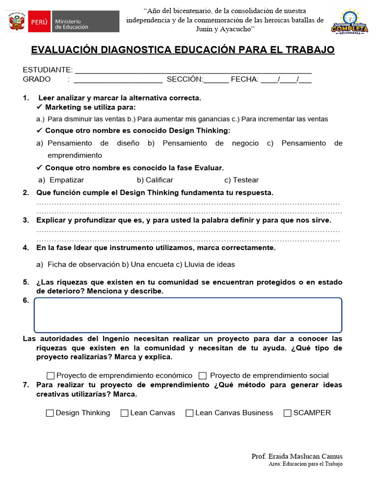 Ficha para Diagnostico Vi Ept | PDF | Iniciativa empresarial