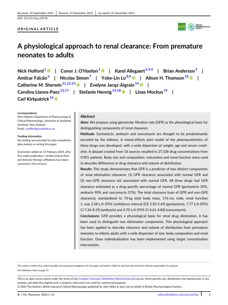 Brit J Clinical Pharma - 2023 - Holford - A Physiological Approach To ...