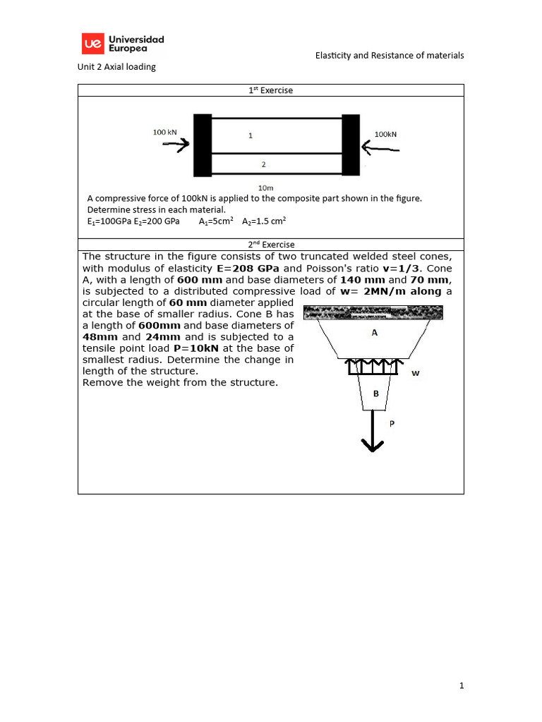 Unit 2 Ejercicios English | PDF | Young's Modulus | Stress (Mechanics)