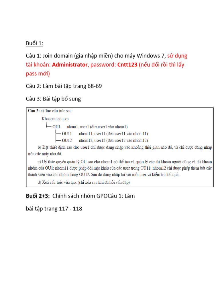 Noi Dung Cac Buoi Thuc Hanh | PDF