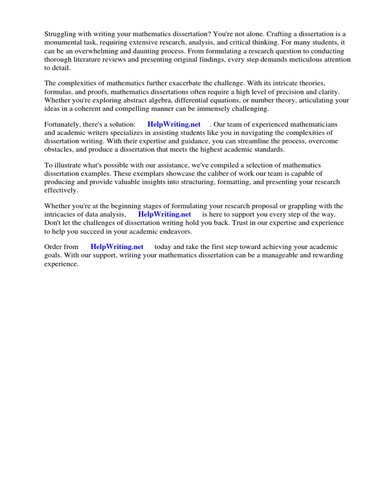 Mathematics Dissertation Examples | Download Free PDF | Thesis ...