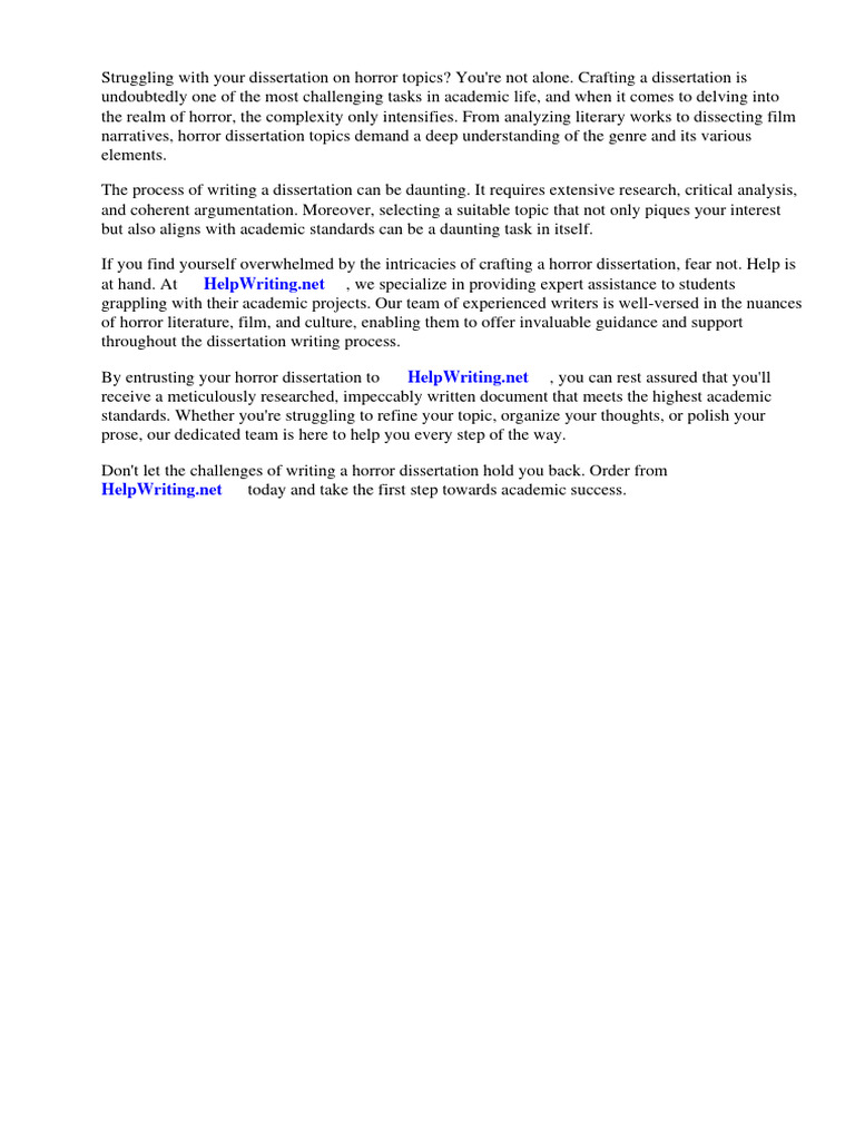 Horror Dissertation Topics | PDF | Horror Films | Nursing