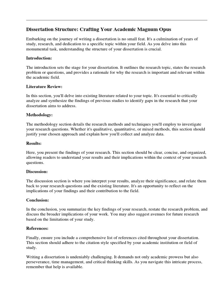 Dissertation Structure Pdf Thesis Methodology