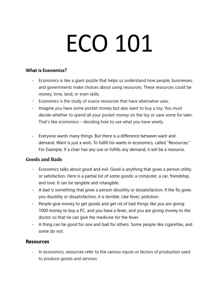 ECO 101 | PDF | Supply (Economics) | Demand