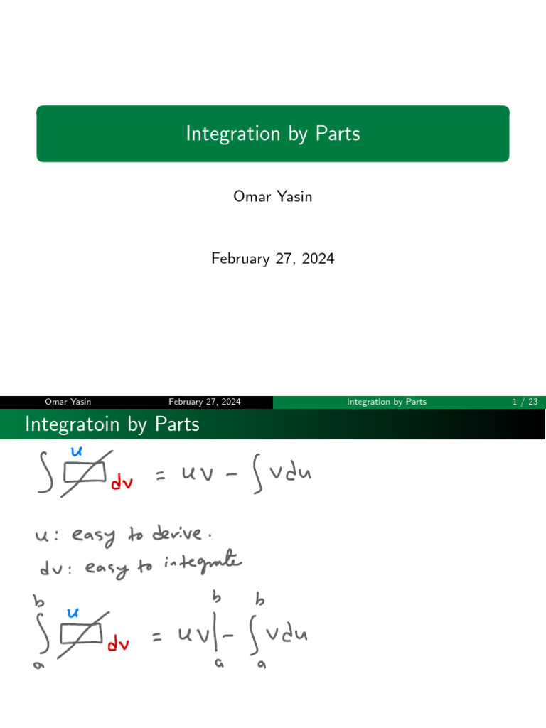 By Parts | PDF | Integral | Mathematics