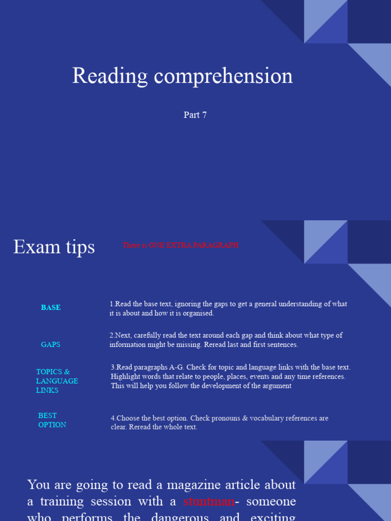 Reading Comprehension Part 7 | PDF | Reading Comprehension | Cognitive Science